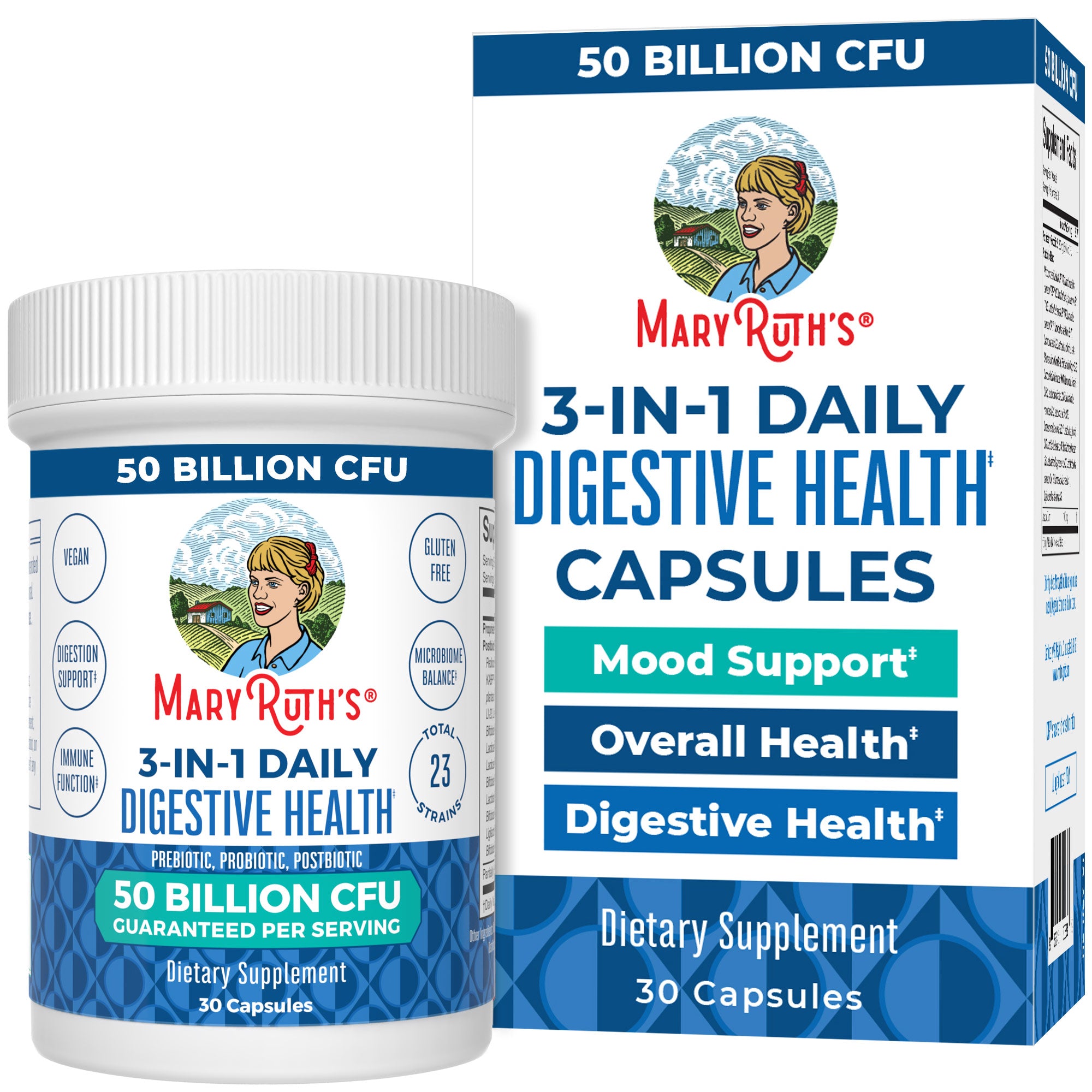 3-in-1 Daily Digestive Health Capsules with Probiotics – MaryRuth Organics