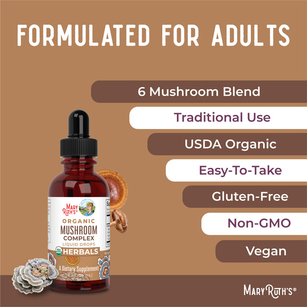Organic Mushroom Complex Liquid Drops Supplement – MaryRuth Organics