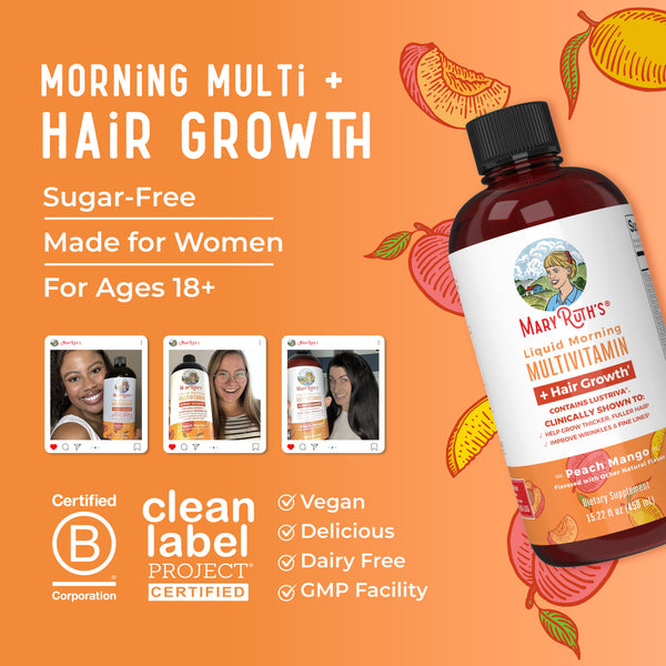 Liquid Morning Multivitamin + Hair Growth Vitamin Supplement – MaryRuth ...