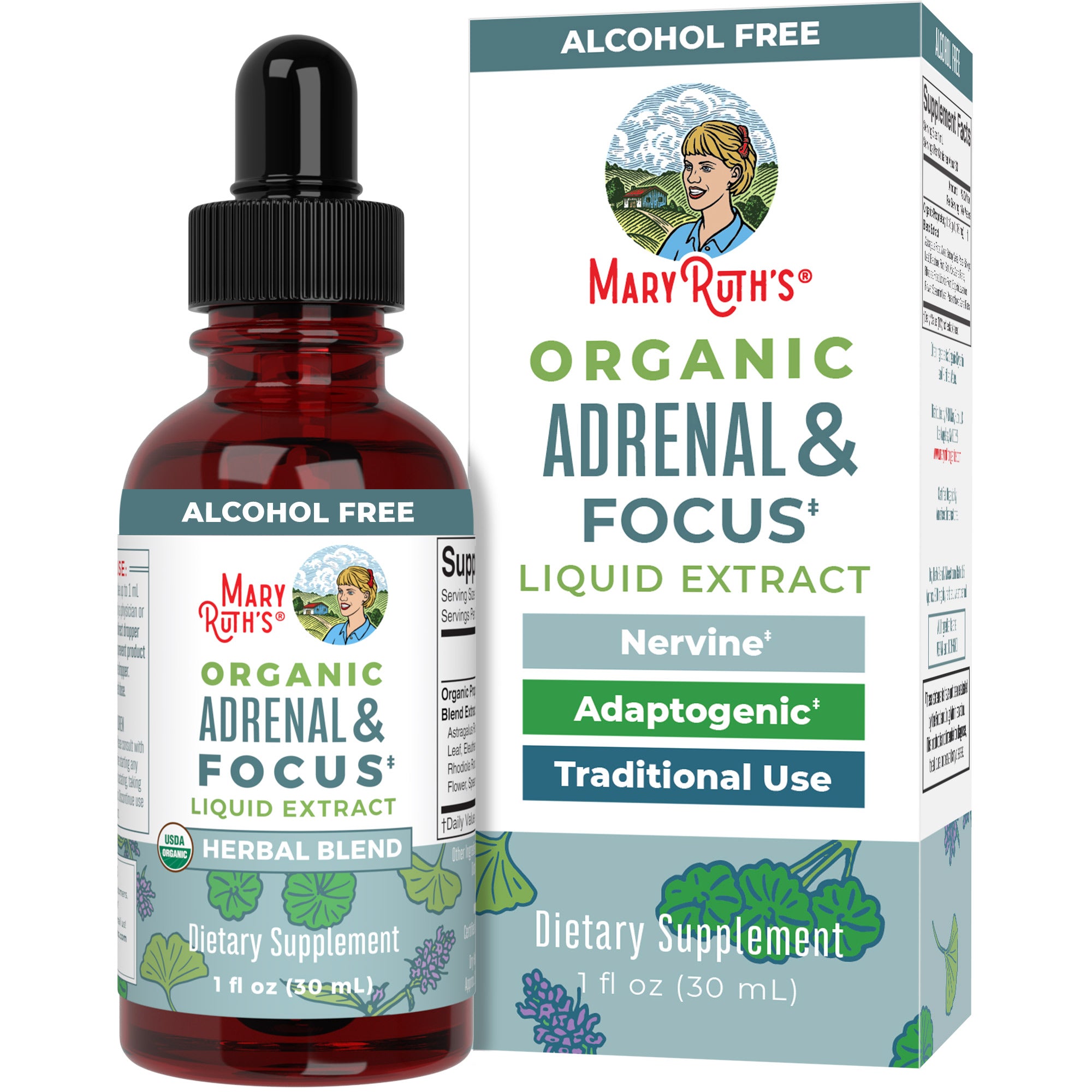 Adrenal & Focus Herbal Blend Liquid Drops – MaryRuth Organics