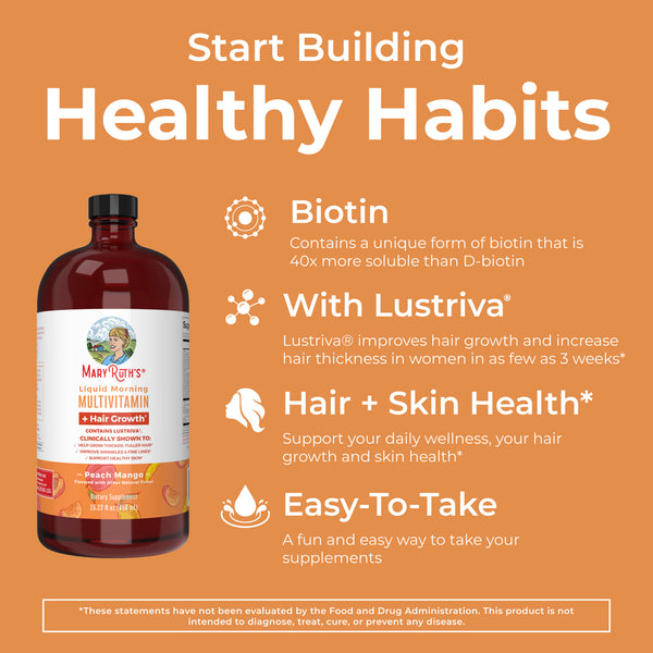 Liquid Morning Multivitamin + Hair Growth Vitamin Supplement – MaryRuth ...
