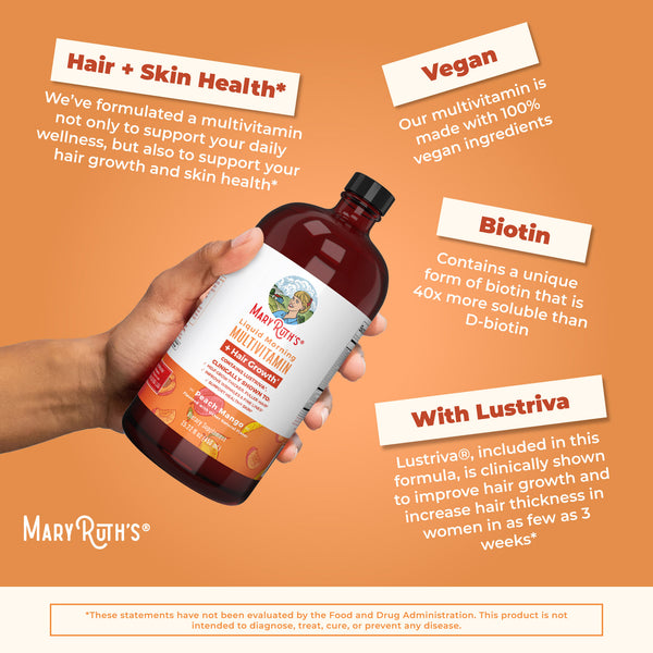 Liquid Morning Multivitamin + Hair Growth Vitamin Supplement – MaryRuth ...