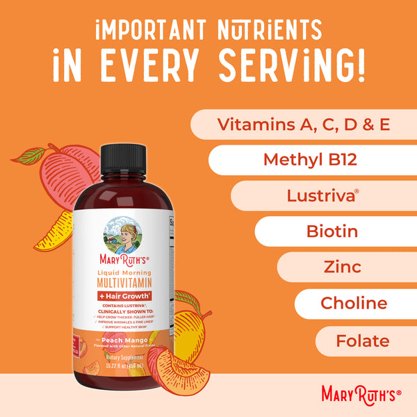 Liquid Morning Multivitamin + Hair Growth Vitamin Supplement – MaryRuth ...