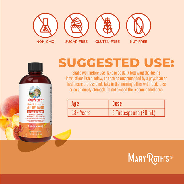 Liquid Morning Multivitamin + Hair Growth Vitamin Supplement – MaryRuth ...