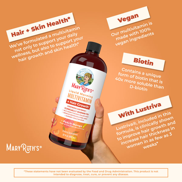 Liquid Morning Multivitamin Hair Growth Vitamin Supplement Maryruth Organics
