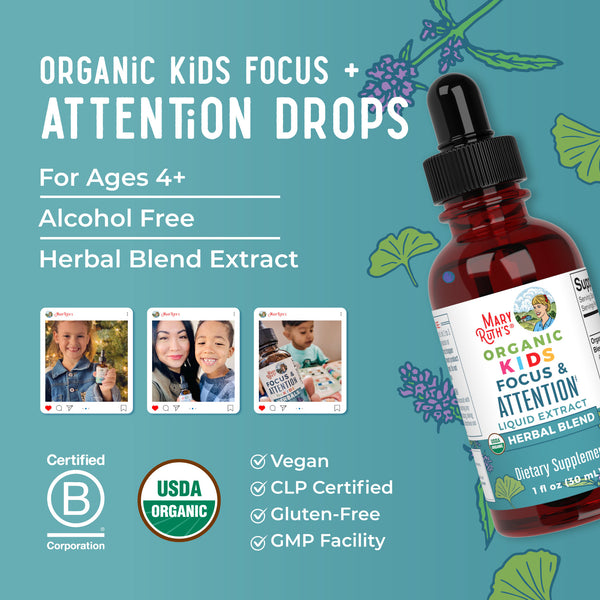 Kids Focus & Attention Vitamin Liquid Drops – MaryRuth Organics