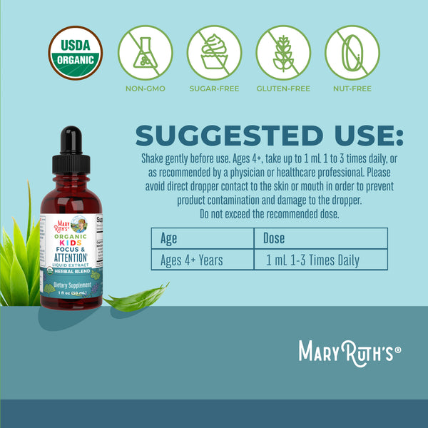 Kids Focus & Attention Vitamin Liquid Drops – MaryRuth Organics