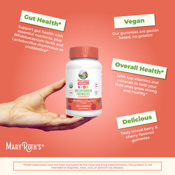 Organic Kids Multivitamin + Postbiotic Gummies – MaryRuth Organics