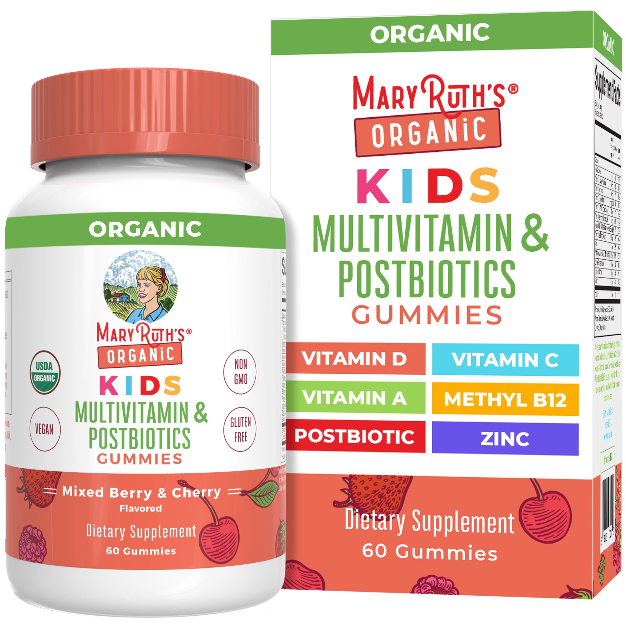 Organic Kids Multivitamin + Postbiotic Gummies – MaryRuth Organics