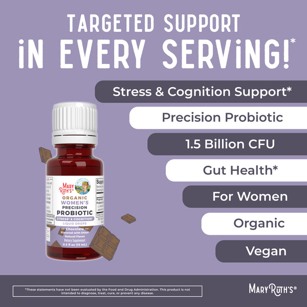 Organic Women's Precision Probiotic Stress & Cognition Liquid Drops ...